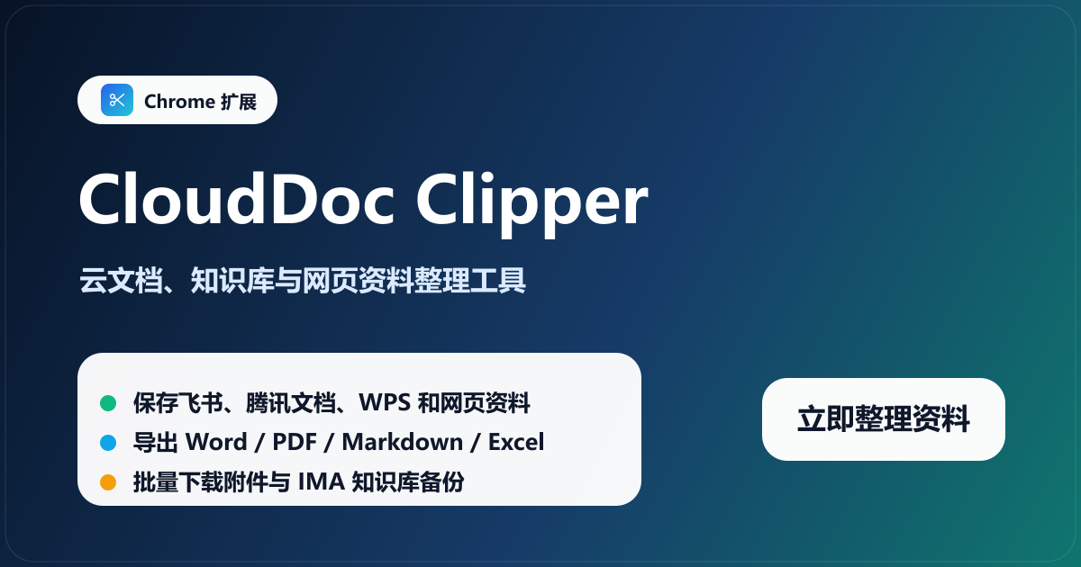 CloudDoc Clipper 生财功能指南 - 资料整理教程